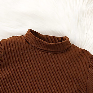 Yccutest Toddler Boys Girls Fall Winter Outfits Set 2Pcs Turtleneck Sweater + Corduroy Pants Infant Kids Gentleman Clothes (Brown,2-3 Years)