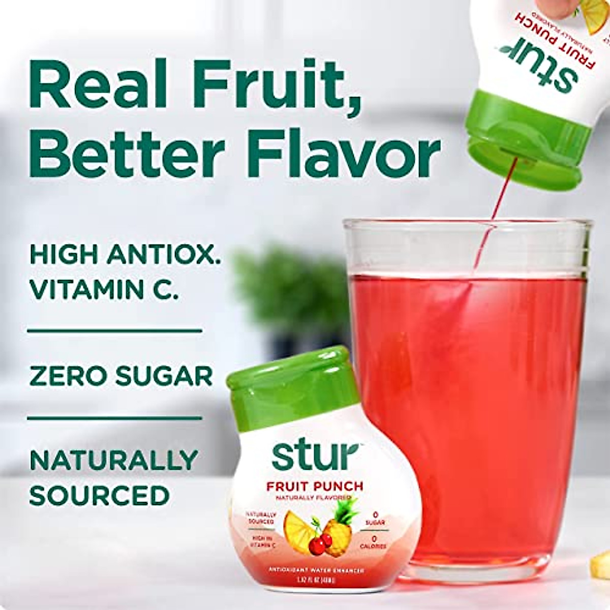 Stur Liquid Water Enhancer | Classic Variety | Sweetened with Stevia | High in Vitamin C & Antioxidants | Sugar Free | Zero Calories | Keto | Vegan | 5 Bottles, Makes 120 Drinks