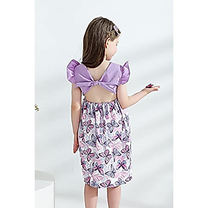 Toddler Girls Dress Butterfly Print Ruffle Sleeveless Baby Girl Dresses (Sister-Backless Dress, 2-3 Year)