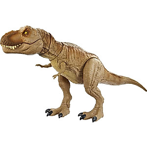 Mattel Jurassic World Epic Roarin’ Tyrannosaurus T Rex Large Action Figure, Primal Attack Feature & Sound, Realistic Shaking