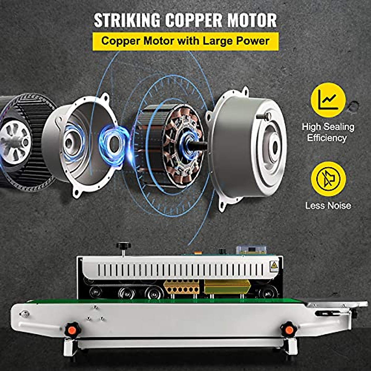 Happybuy FR-900 Continuous Band Sealer, Automatic Horizontal Band Sealer 110V, Continuous Sealing Machine Temperature Control, Bag Sealer Machine for PVC Bags Films