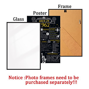 Black and White Background Rose Gold 11.7x8.3" Print [Unframed] 60th Birthday Party Decorations Poster Supplies Anniversary Card Gifts for Men & Women Turning 60 Years Old (Back in 1962)