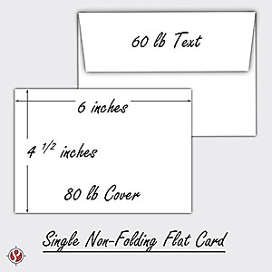 Heavyweight Blank White Flat Note Cards and Envelopes - Great for Announcements, Invitation, Thank You, Greeting, Printing Holiday Cards | 4 1/2” x 6” (A6) | 50 Sets Per Pack | Not a Fold Over Card