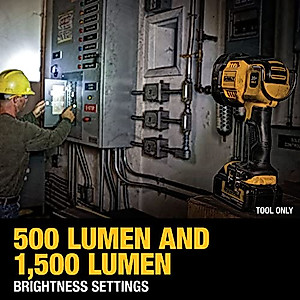 DEWALT 20V MAX LED Work Light, Handheld Spotlight with 508 Yard Distance, Pivoting Head, 1500 Lumens, Cordless, Battery Not Included (DCL043)