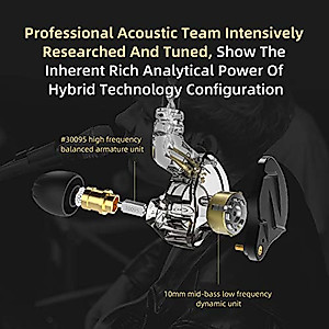 Earbuds Wired Headphones, 1BA+1DD Hybrid Technology in Ear Monitor HiFi Bass Noise Cancelling Earphone KZ ZSN Pro X (No mic,Black)