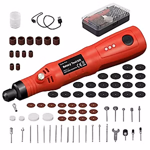 TurboVolt 3.7V Rotary Tool Kit Cordless,3-Speed Multi Power Carving Grinder Tools 15000RPM with 2.0Ah Rechargeable Battery,76Pcs Accessories for Engraving,Sanding,Polishing,Drilling,Grinding,DIY