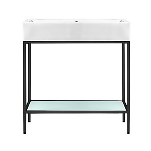 Pierre 32 Single, Freestanding, Open Shelf, Matte Black Metal Frame Bathroom Vanity