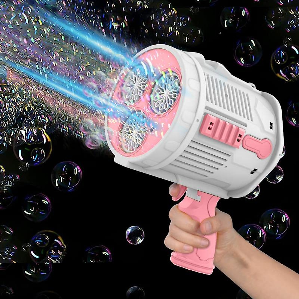 Automatic Christmas Bubble Machine Gun, 36 Holes Bubble Blaster Gun with LED Lights -Outdoor Indoor Bubble Gun Toy Gift for Kids Adults Birthday, Wedding, Holiday, Christmas Party Favor