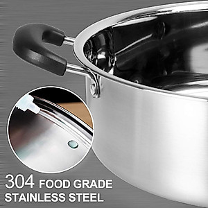 Shabu Hot Pot Stainless Steel,Chinese Induction Shabu Pot with Divider for Kitchen Cooker, Gas Stove
