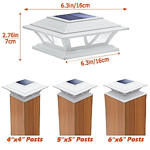 SIEDiNLAR Solar Post Lights Outdoor 2 Modes LED Fence Deck Cap Light for 4x4 5x5 6x6 Posts Garden Patio Decoration Warm White/Cool White Lighting White (2 Pack)