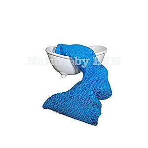 Nature by EJN - Net Bath Sponge, Customized N1 Weave, Long, NKN Naturals, Skin Exfoliation, African, Porous, Stretches to Approximately 49" (Sea Blue)