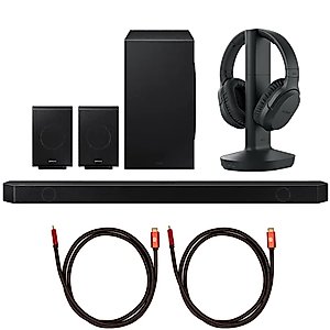 SAMSUNG HW-Q990B 11.1.4ch Soundbar w/Wireless Dolby Atmos/DTS:X and Rear Speakers, 2022 HW-Q990B/ZA Bundle with Sony RF400 Wireless Home Theater Headphones and 2 Deco Gear HDMI Cables