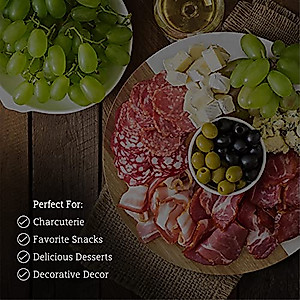 The Happy Hippo 12" Round Cutting Board Wood and Marble, Decorative Charcuterie Board Cheese Server, Perfect Christmas or House Warming Gift