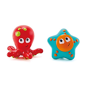 Hape Ocean Floor Squirters | Colorful Baby & Toddler Bath Toys, Colorful Baby & Toddler Bath Toys, Silicone and Non-Toxic Set, Water Spouting and Suction, Octopus & Starfish