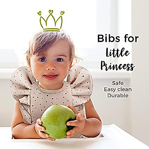 Ramede 3 Pcs Waterproof Baby Bib Washable Toddler Bibs Soft Feeding Bibs with Food Catcher for Baby Boy or Girl Eating Travel Home Supplies, Lovely