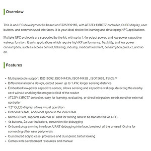 waveshare ST25R3911B NFC Development Kit with AT32F413RCT7 Controller NFC Reader OLED Display Supports Multi NFC Protocols