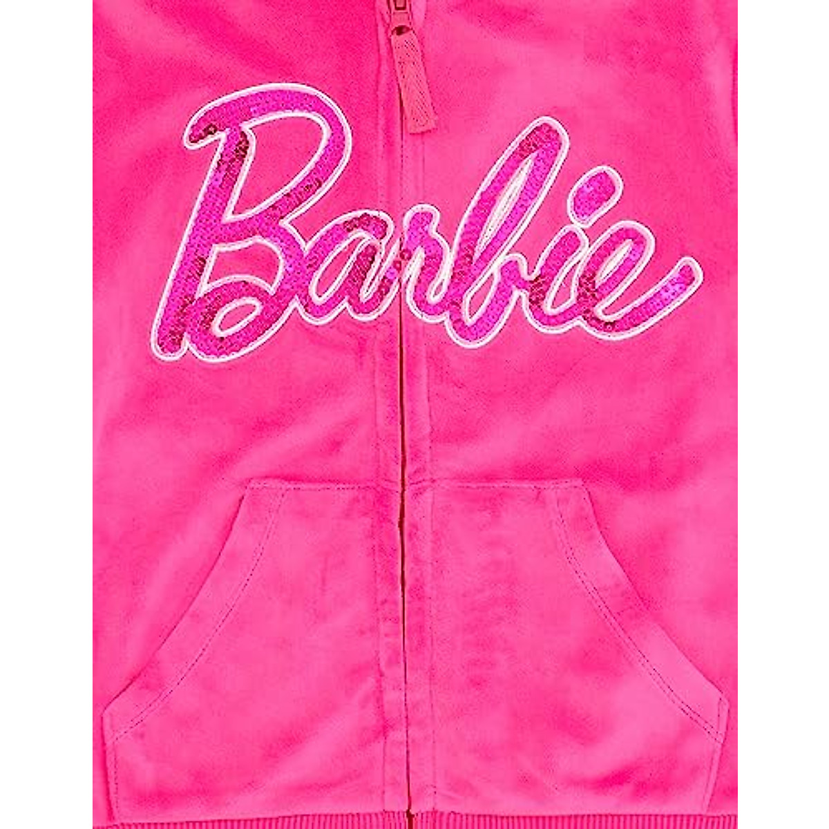 Barbie Toddler Girls Velour Zip Up Hoodie Pants Outfit Set Pink 5T