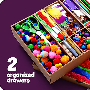 Dan&Darci Arts and Crafts Vault - Craft Supplies Kit in a Box for Kids Ages 4 5 6 7 8 9 10 11 & 12 Year Old Girls & Boys - Crafting Set Kits - Easter Gift Ideas for Kids Art Activity Gifts