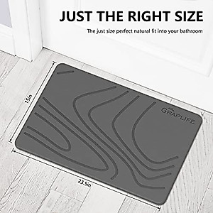 Graplife Stone Bath Mat - Non-Slip Fast-Drying Mat for Kitchen Counter, Tub & Bathroom Floor - Super Absorbent Diatomaceous Earth Shower Mat - Elegant Home Decor & Modern Accessories - Gray 23.5x15”