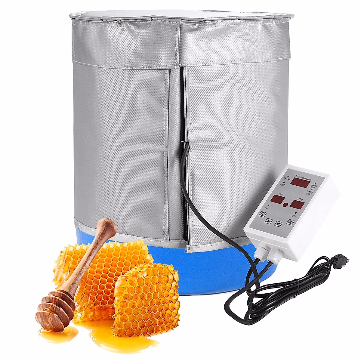 5 Gal Bee Bucket Heater, Honey Bucket Heating 32~194°F Adjustable Bee Pail Heater Band with Display Temperature Controller,Oxford Cloth Top Cover,Honey Stick, for Barrel Heater, 400W, 120V ( Color : S