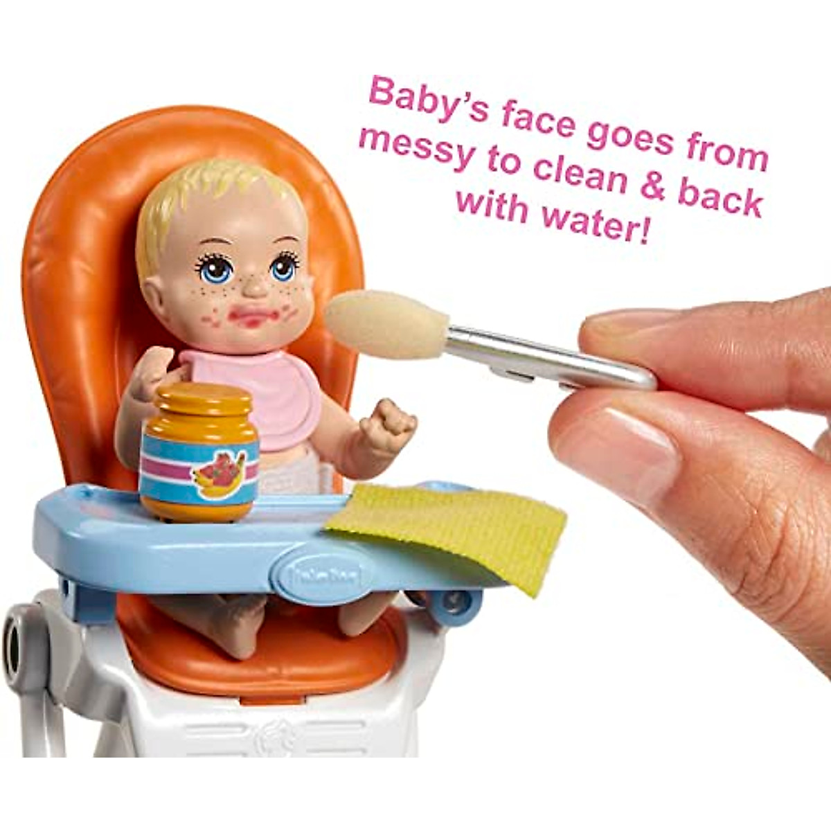 Barbie Skipper Babysitters Inc Dolls & Accessories, Set with Skipper Doll, Color-Change Baby Doll, High Chair & Crib