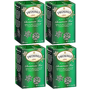 Twinings Christmas Tea - Black Tea Blended with Spicy and Aromatic Clove and Cinnamon, Tea Bags Individually Wrapped, 20 Count Ea (Pack of 4)