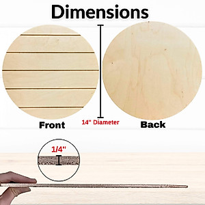 Unfinished Wood Rounds for Crafts - 2 Pack of 14 Inch Diameter Reversible Wood Circles with Real Wood Veneer That Will Not Warp, Wood Slices with Smooth Side and Embossed Shiplap Side by CADE + KAI