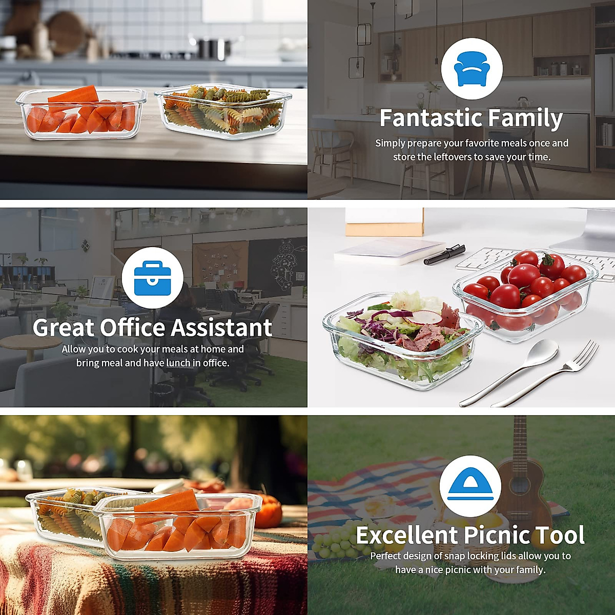 12 Pack -12 Ounce Glass Food Storage Containers with Lids Airtight, Small Meal Prep Containers Set, Microwave, Dishwasher Safe, Leak-Proof, BPA-Free, Clear/Pink