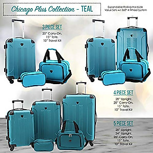 Travelers Club Sky+ Luggage Set,Expandable, Teal, 5 Piece