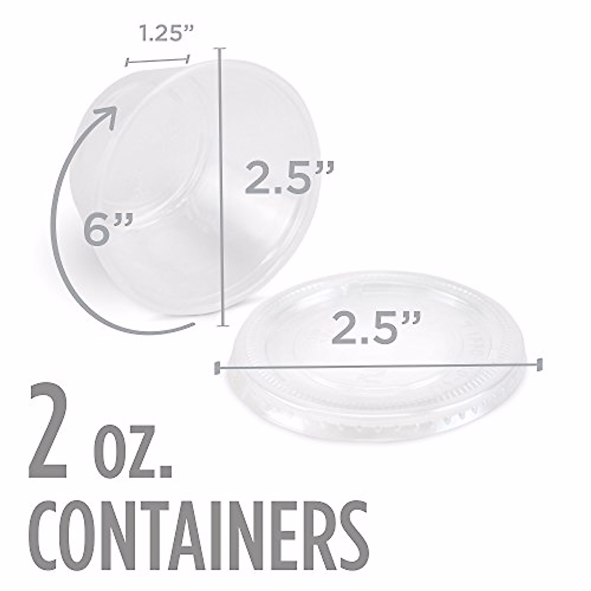 Back of House Ltd. 100-pack of Disposable Clear Plastic Condiment Storage Cups with Lids - Choose 2 oz. or 4 oz. - For Restaurant, Home, Gelatin Shots (2 oz.)