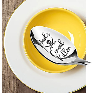 Dad's Cereal Killer Engraved Spoon Gift For Dad | Birthday | Anniversary | Christmas Stocking Stuffer | Engraved Stainless Steel 7 inches Teaspoon | Gift under $20