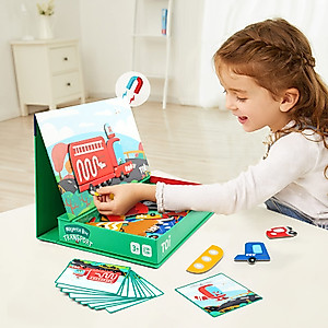 Toi Kids Magnet Toys Magnetic Jigsaw Puzzle Boxes with Game Board for Kids Ages 3-8, Preschool Tabletop Toy for Toddlers, Portable Travel Game, Transport