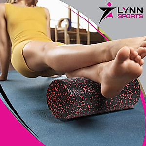 LYNN SPORTS High Density Exercise Foam Roller Set Kit | 8 in 1 + Tote Bag (EVA Muscle Roller ick, 3 Massage Balls & 3 Resiance Loop Bands) - Physical Therapy Injury Prevention Deep Tissue Massage,Pink