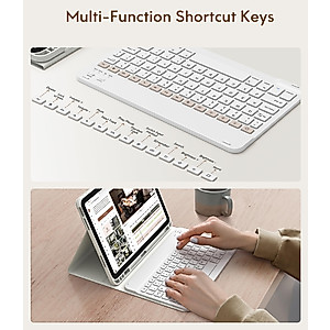 CHESONA Keyboard Case for iPad 10th Generation 10.9-inch 2022, Detachable Bluetooth Keyboard, Stand Folio Keyboard Cover with Pencil Holder, Rechargeable Keyboard for iPad 10th Gen 2022 (White)