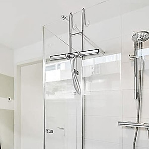 Lefcen Shower Door Hooks, Over The Shower Towel Hook, Shower Hooks for Towels, Towel Hooks for Frameless Glass Shower Door, Stainless Steel, Silver, 2 Pack