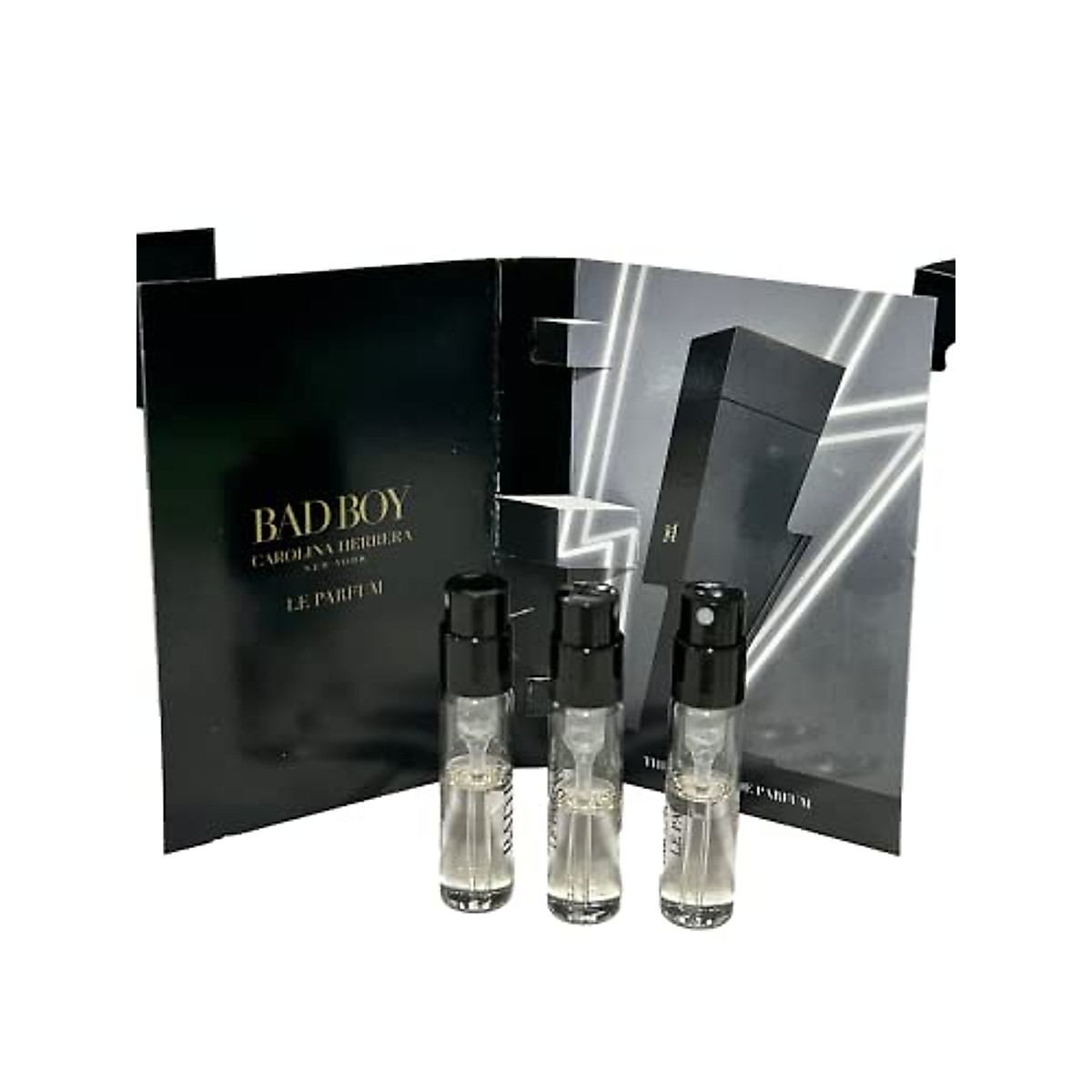 Lot of 3 Carolina Herrera Bad Boy Sample Trial Size Spray Mini Vials 1.5ml 0.05 fl oz