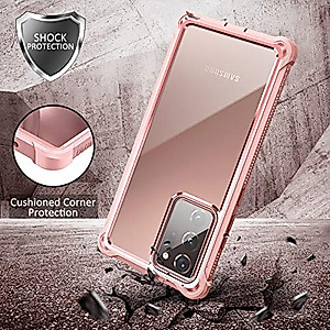 Dexnor for Galaxy Note 20 Ultra Case with Screen Protector Clear Electroplated Metal 360 Full Body Rugged Protective Shockproof Hard Cover Heavy Duty Defender Bumper for Samsung Note 20 Ultra 5G Pink