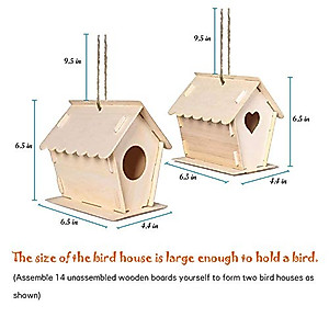 Boviagom DIY Bird House Kit for Kids, Crafts for Kids 2Pack， DIY Wooden Birdhouse Kit Arts and Crafts for Kids， Kids Arts and Crafts Ages 3-5, 4-8, 8-12