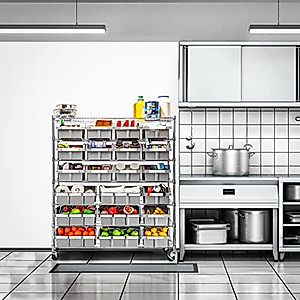 Seville Classics Heavy Duty NSF Bin Rack Solid Steel Wire Shelving Storage Unit, Patented Organizer for Garage, Warehouse, Office, Restaurant, Classroom, Kitchen, Gray, Includes 21 Bins