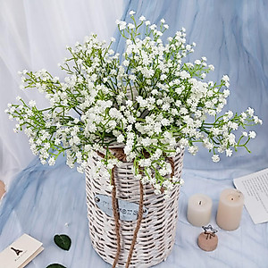 N&T NIETING Babys Breath Artificial Flowers,10Pcs Fake White Baby Breath Flowers Artificial Bulk, Real Touch Faux Babies Breath Gypsophila for Wedding Floral Bouquets Party Decor