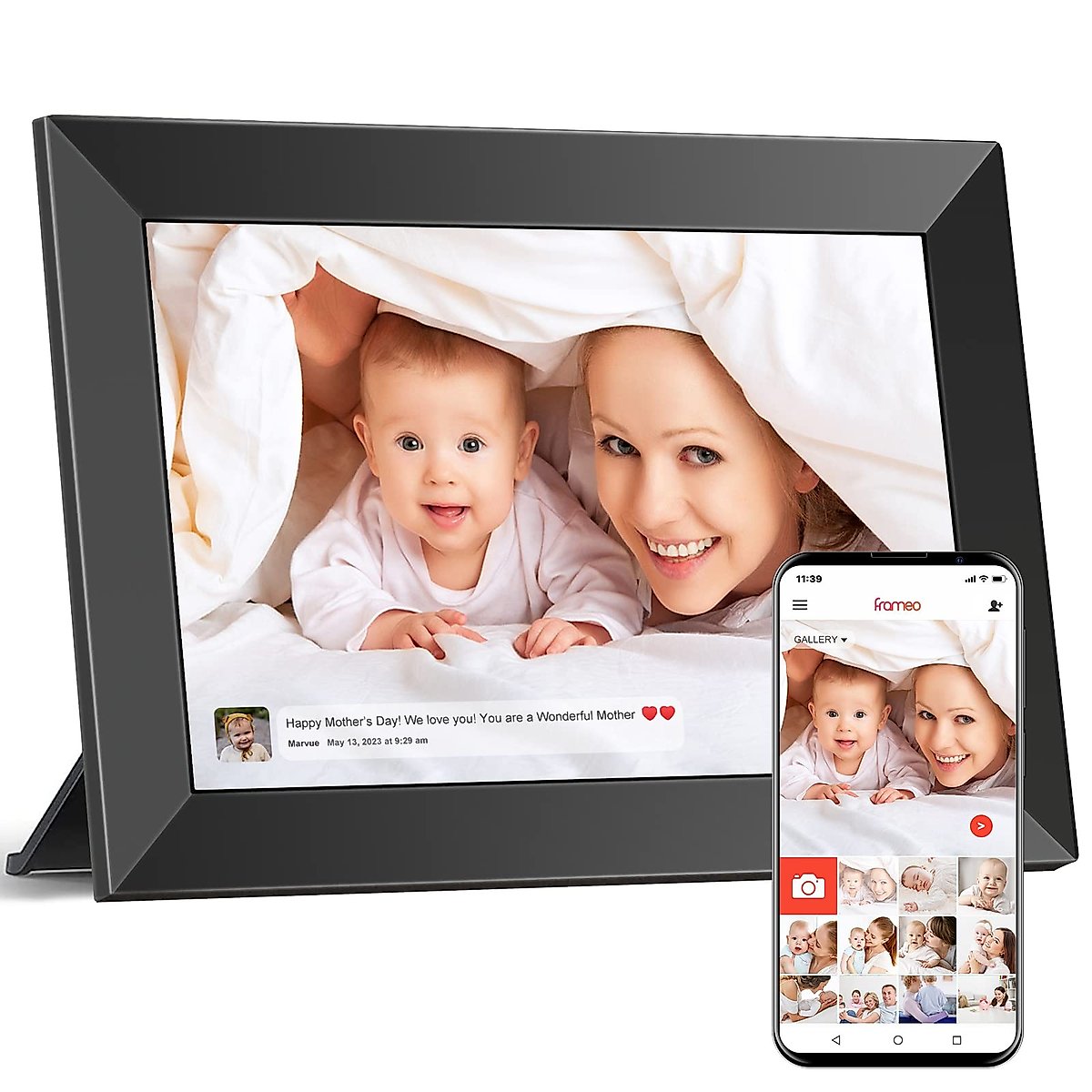 Frameo Digital Frame WiFi,MARVUE Digital Photo Frame 10.1 inch 1280x800 IPS Touch Screen HD Display, 16GB Storage Auto-Rotate,Easy to Share Photo/Video