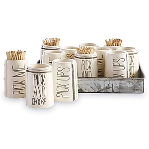 Mud Pie Toothpick Holder, 4 1/4" x 1 1/2" dia, Pick Ups