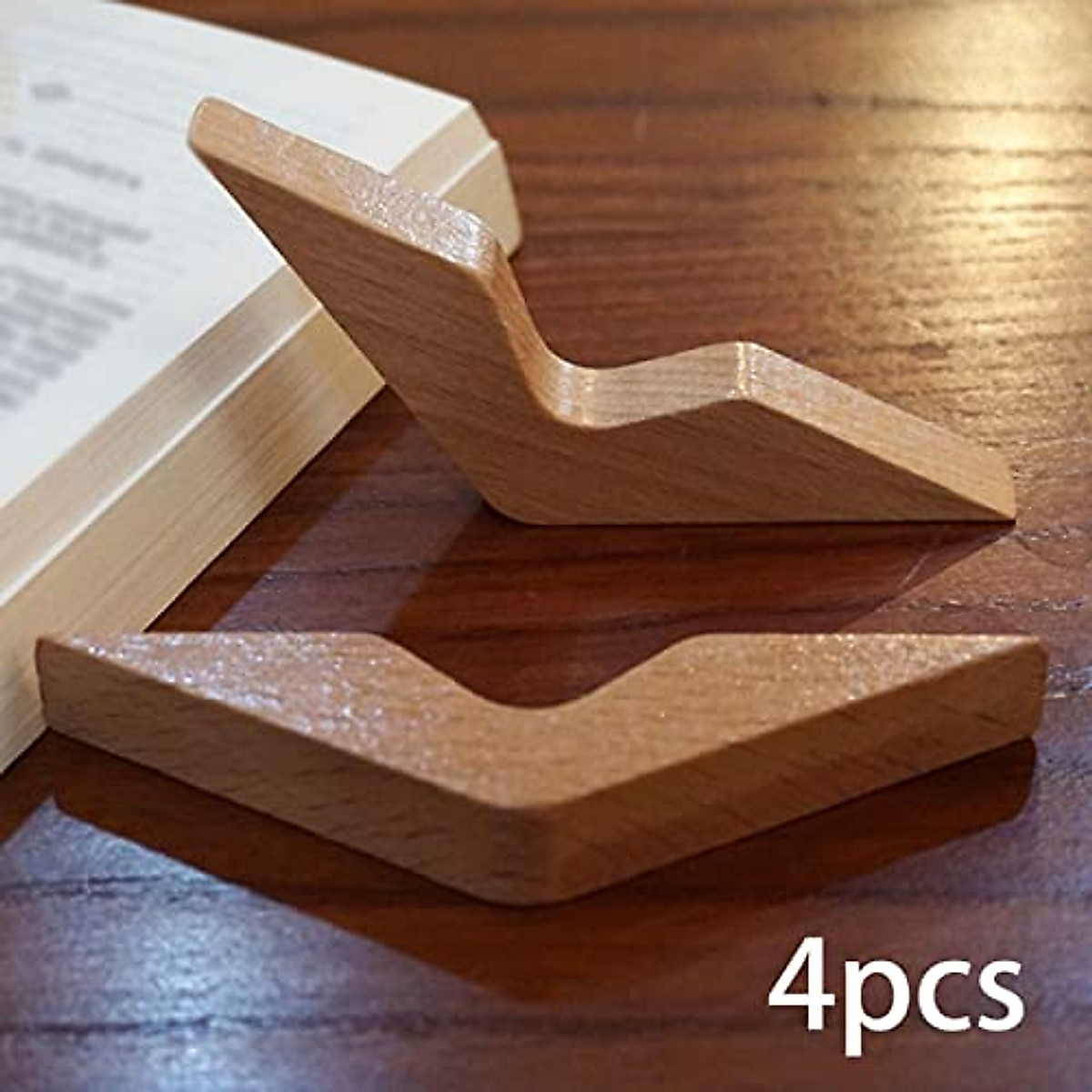 GGFLY 4pcs Wooden Thumb Page Holder Book Mark Thumb Bookmark Fast Reading Tool Handmade Book Reading Holder for Book Lovers