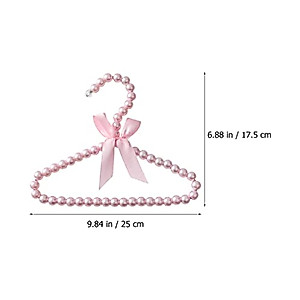 Toddmomy 5pcs Pink Pearl Beads Small Clothes Hangers Faux Pearl Beaded Garment Hangers with Ribbon Bowknot for Pet Dog Cat Baby Clothing Trousers Jeans Skirts