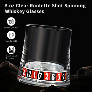 Acrylic Wine Glasses, 5 oz Clear Roulette Shot Spinning Whiskey Glasses, with Beer Bottle Opener, Plastic Reusable Drinking Glasses, Unique Gift for Men Husband Father (Q)