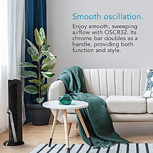 Vornado OSCR32 32" Oscillating Air Circulator Tower Fan with Remote Control, Timer, Standalone, Black