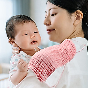 Tatuo 8 Pieces Baby Muslin Bibs & Burp Cloths, 20 x 10 Inch (Simple Color)