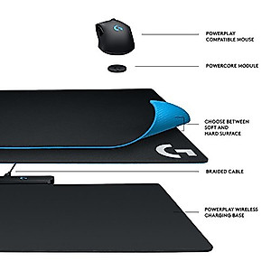 Logitech G Powerplay Wireless Charging System for G703, G903 Lightspeed Wireless Gaming Mice, Cloth or Hard Gaming Mouse Pad (Renewed)