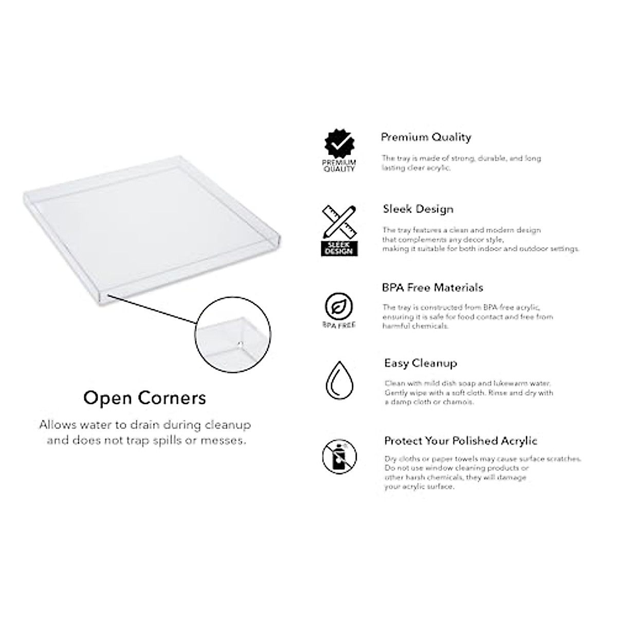 Mirart Clear Acrylic Tray (10 x 10)