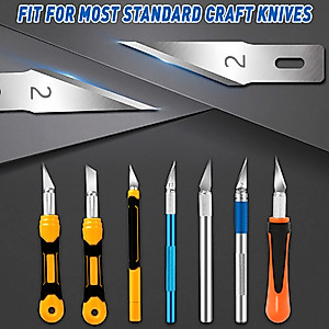 DIYSELF 16-Piece Craft Knife Set with 100 Pack Exacto Knife Blade Refills #2, SK5 Carbon Steel Exacto Blades Refill Craft Art Knife Replacement Blades for Hobby, Scrapbooking, Stencil